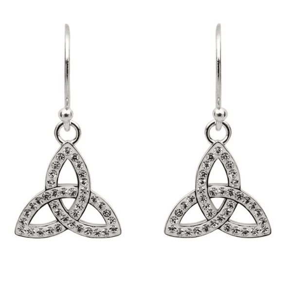 Sterling Silver Trinity Earrings Swarovski Crystal, Donegal Square